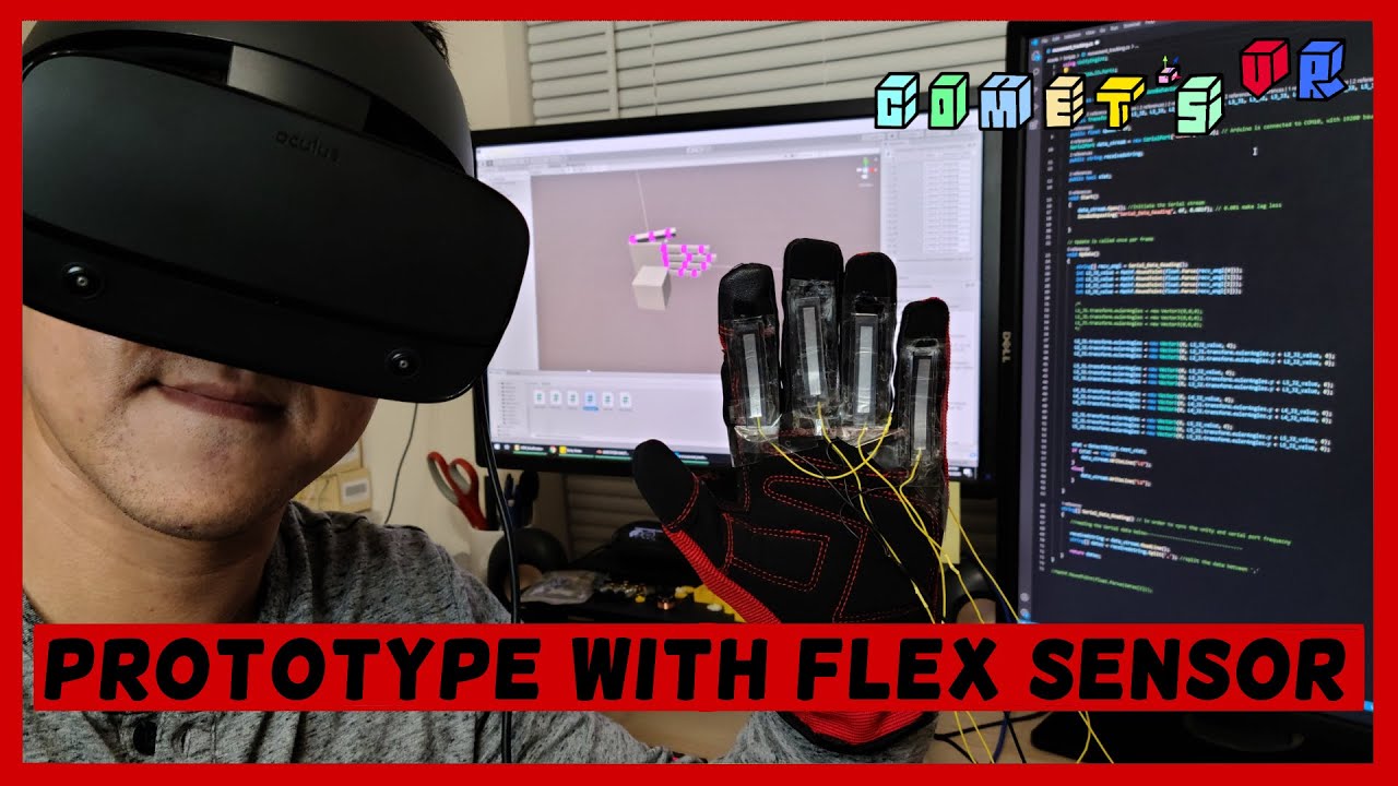 Second Prototype with Flex Sensor!! (Oculus Headset and Unity, How to make flex sensor)