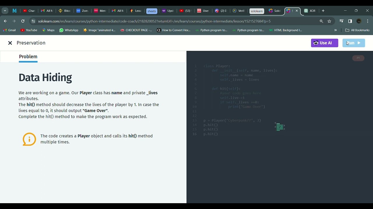 21 Data Hiding | Python Intermediate | Sololearn