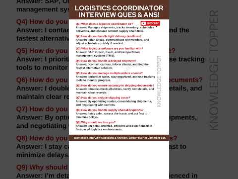 Logistics Coordinator Interview Questions and Answers | Pass Guaranteed !