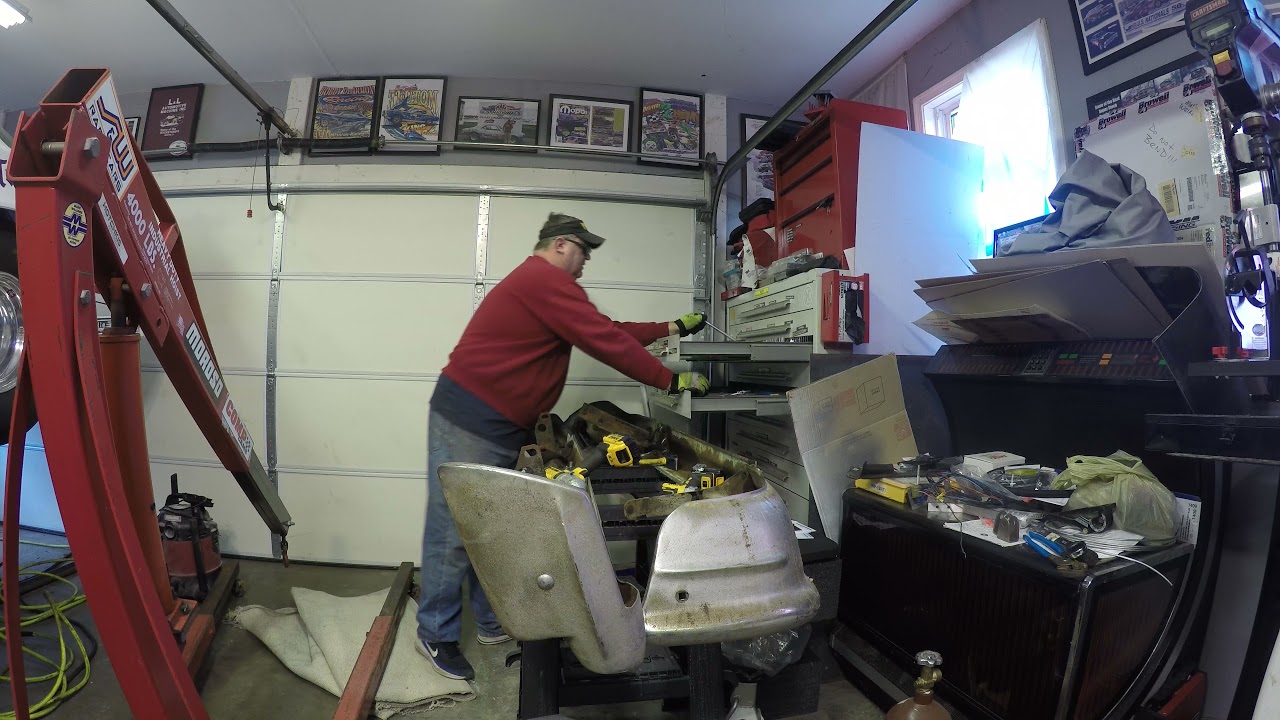 Disassembly of 57 Chevy front and rear bumpers.