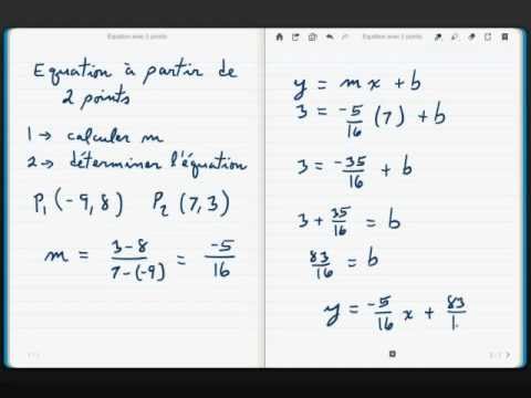 Équation d’une droite passant par deux points sous la forme ...