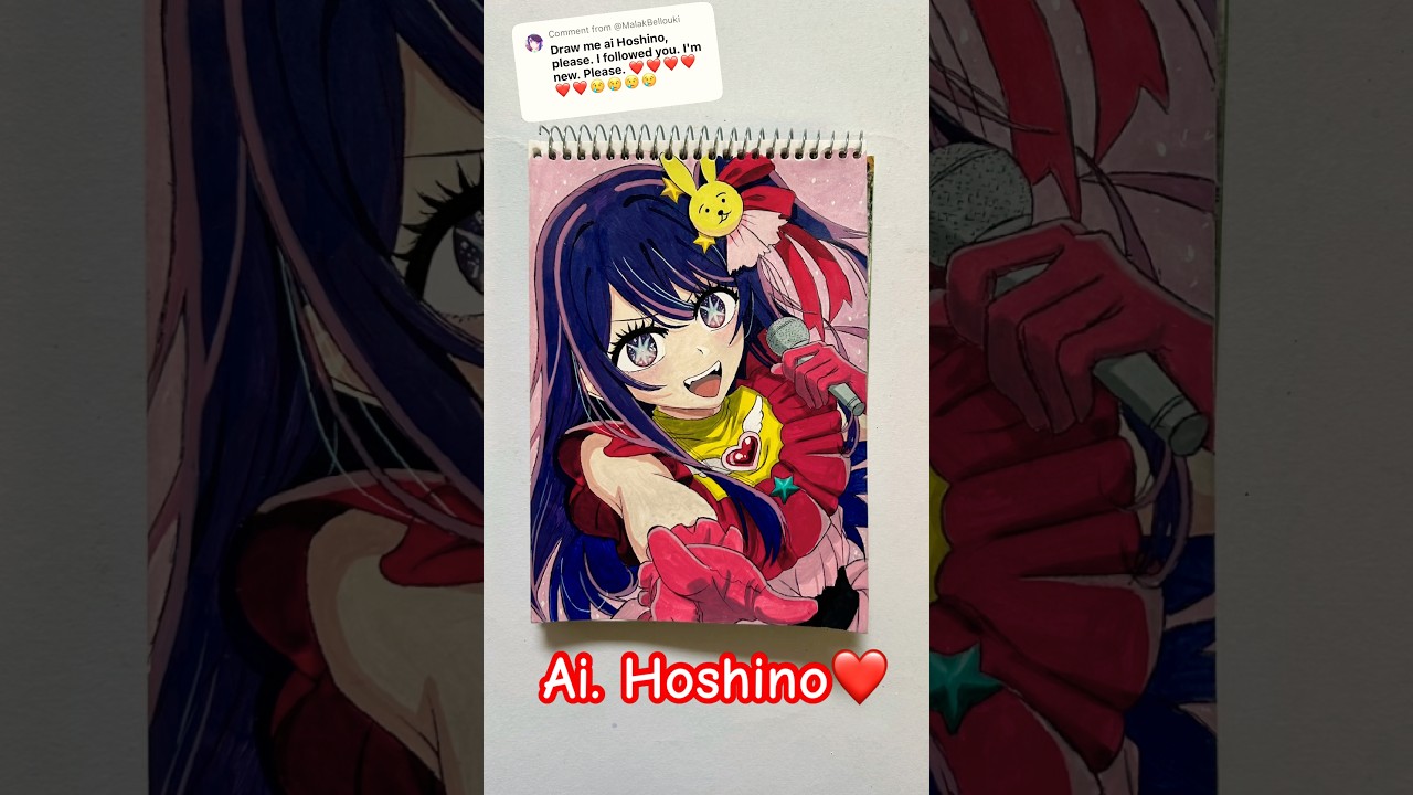Ai Hoshino drawing ❤️💛 Oshi no ko anime  #shorts #drawing #aihoshino #oshinoko