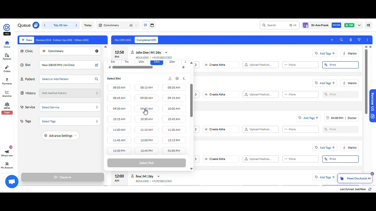 How to book an appointment in Eka EMR?