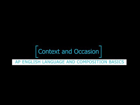 Context, Occasion...and exigence: Rhetoric Basics