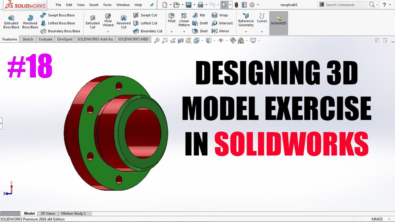 solidworks Tutorial: Designing 3D model exercise (18)