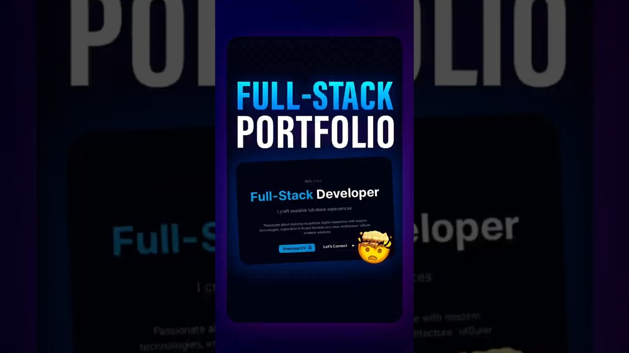 🔥 Creative Full-Stack Developer Portfolio | React + Tailwind UI #shorts #animation #learning 💻