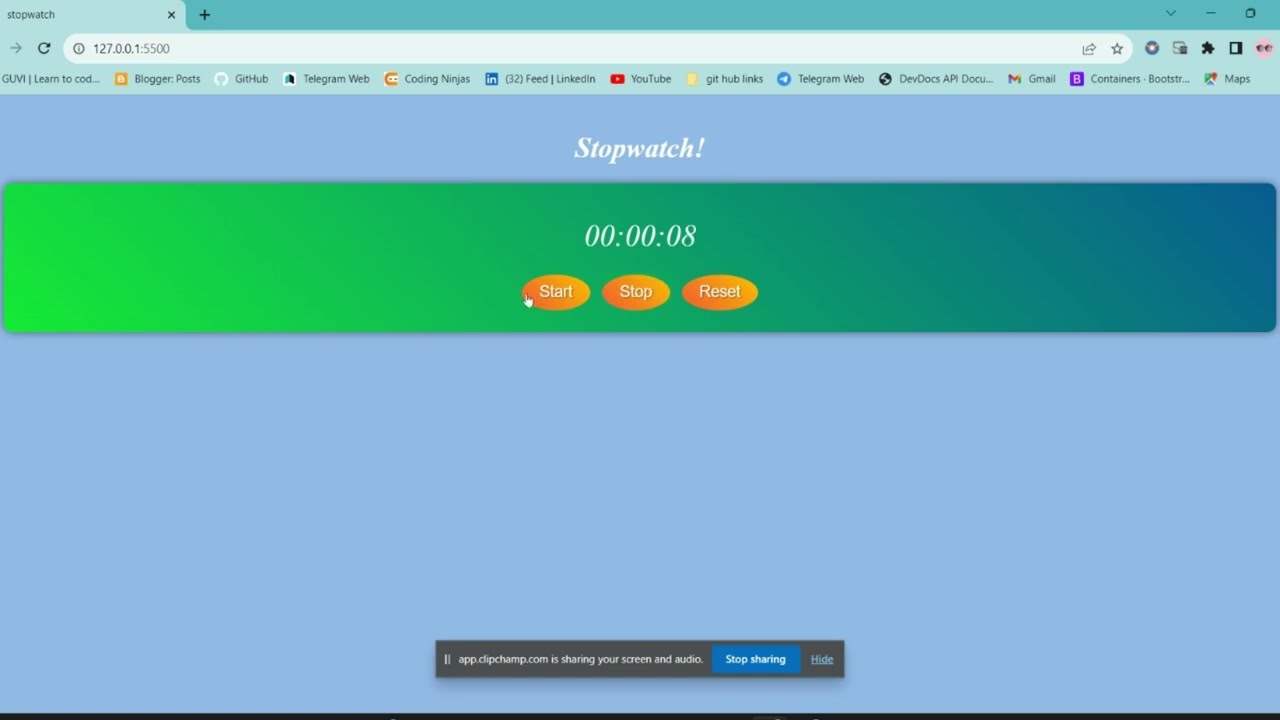 Created a Stop Watch timer by using JavaScript || #HTML #CSS #JavaScript #github_link