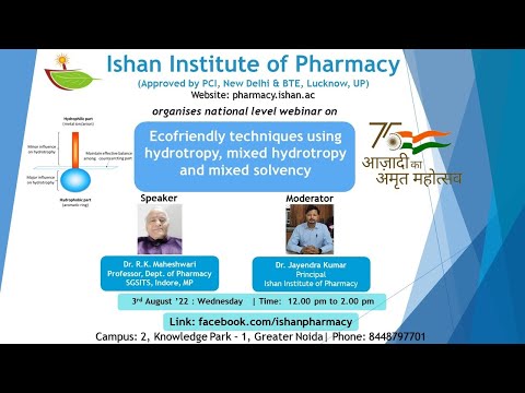 Webinar on “Ecofriendly techniques using hydrotropy, mixed hydrotropy and mixed solvency”
