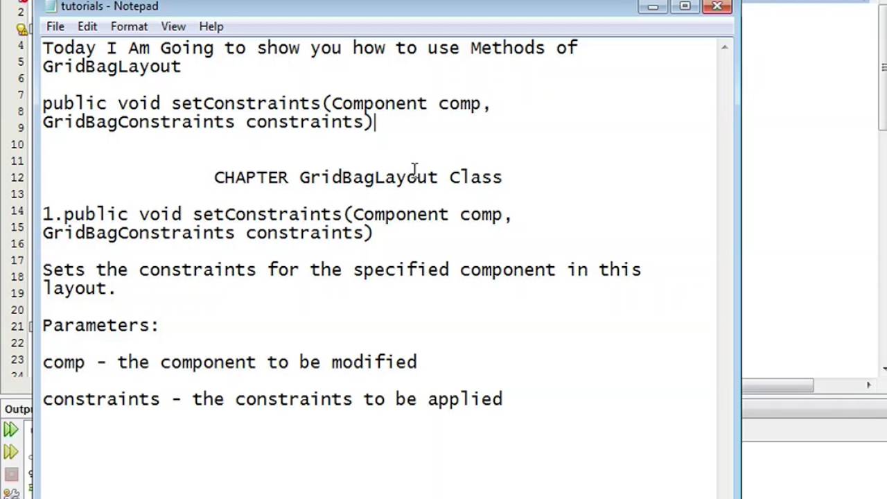 Java Programming Tutorial -GridBagLayout-14- public void setConstraints(Component comp, GridBagConst