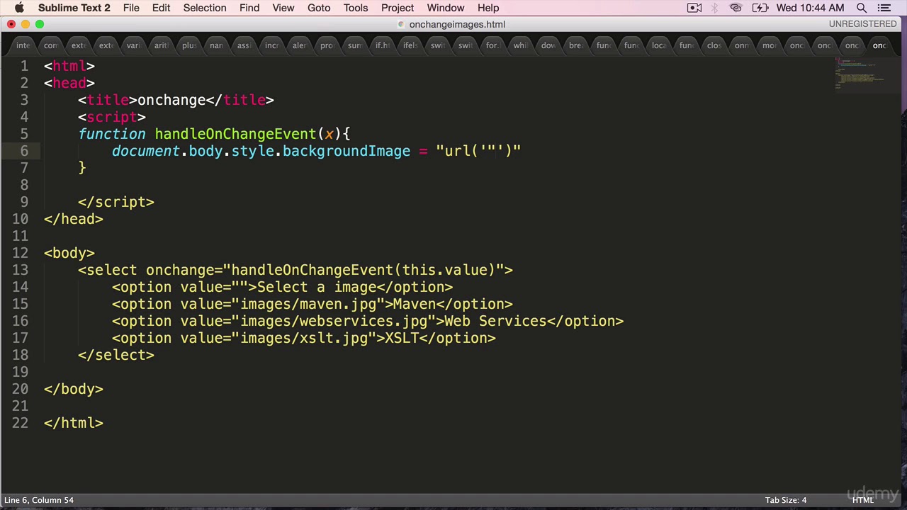 JavaScript On Change Switch Background Images