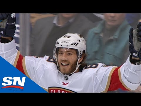 Mike Hoffman Takes Carom Off Boards, Banks Goal In Off Michael Hutchinson