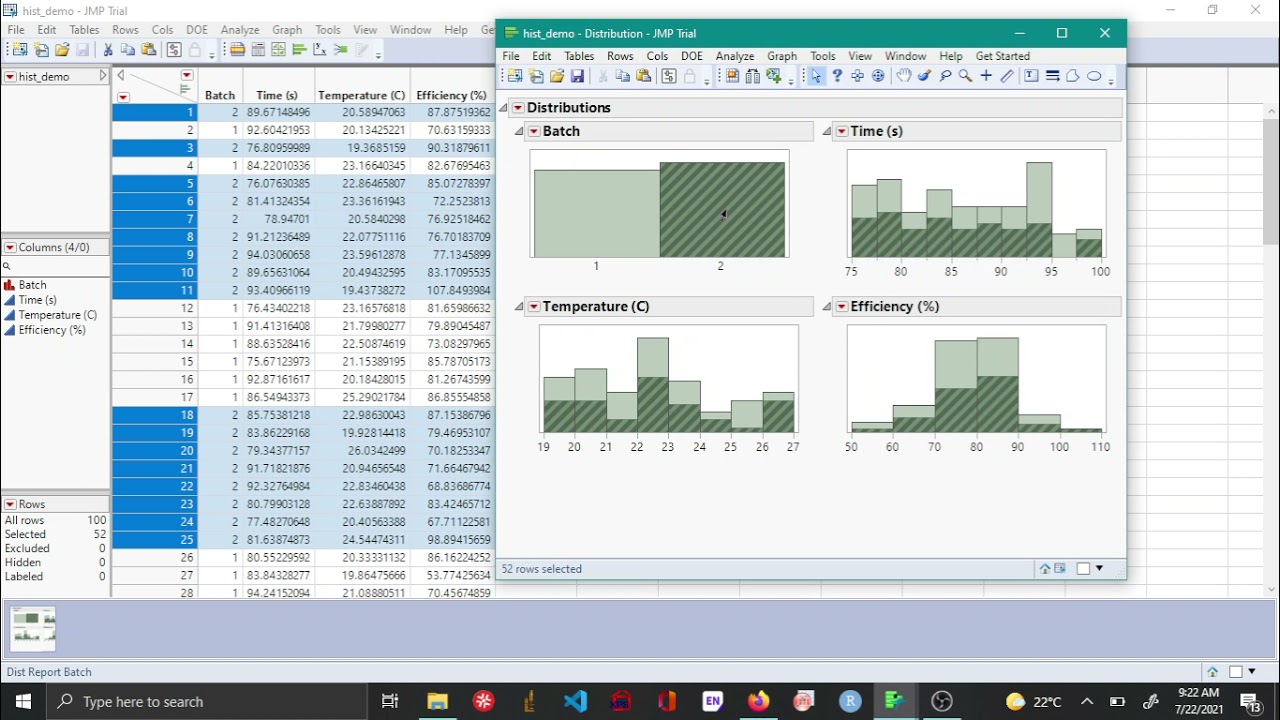 Multiple histograms - JMP