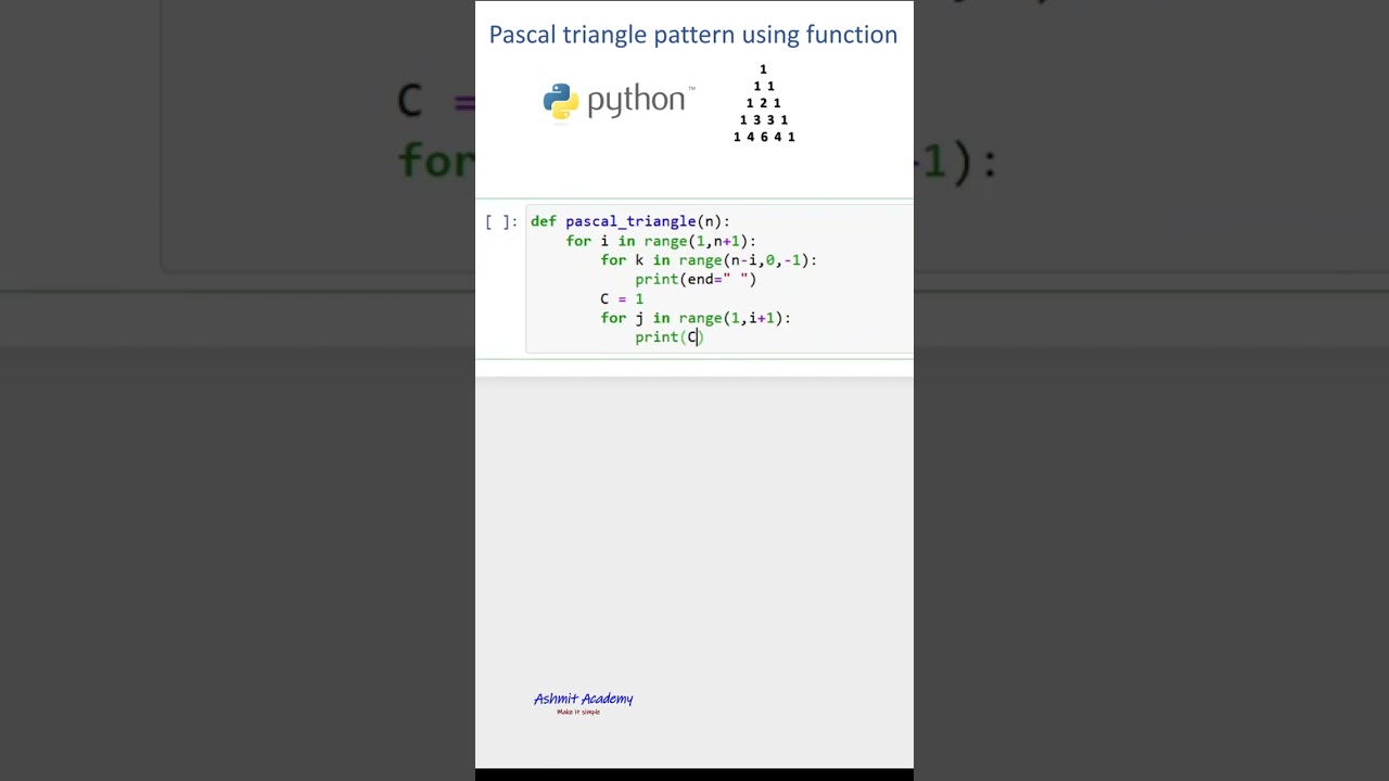 Pascal triangle pattern in python