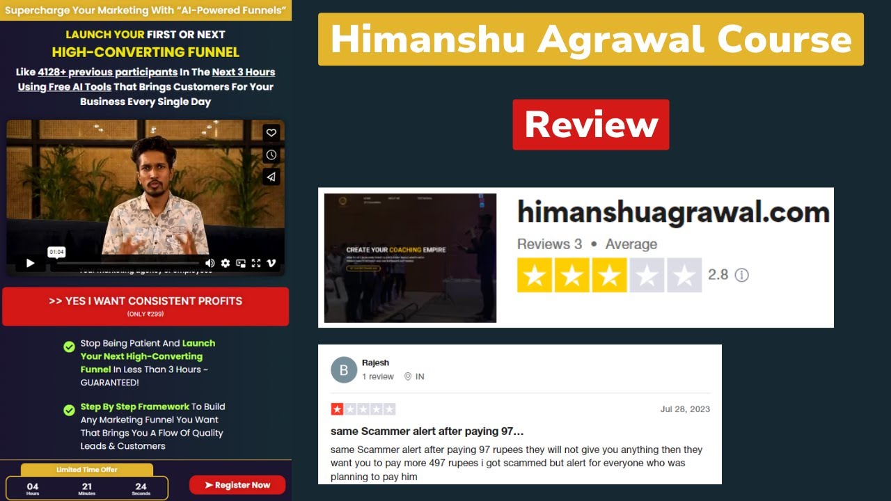 Himanshu Agrawal Course Review | Get Rich Quick Scheme | AI Funnel Workshop
