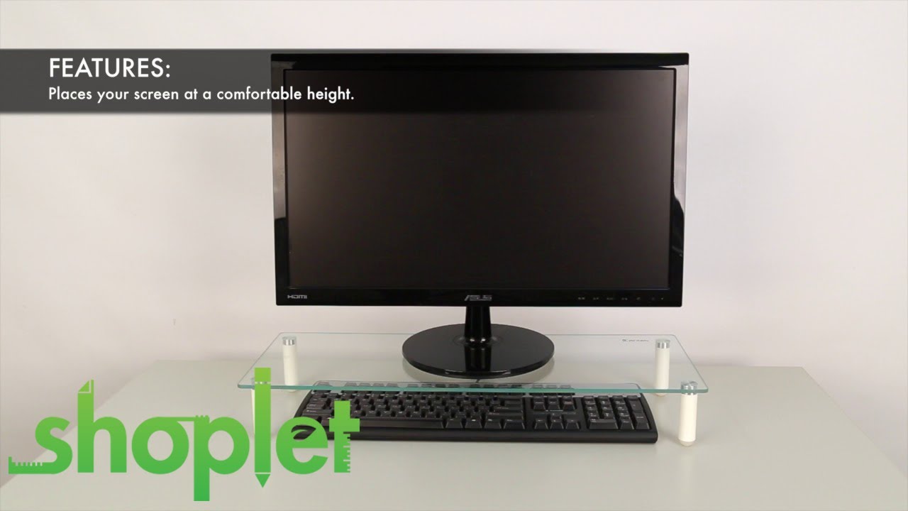 Kantek Glass Monitor Riser/Desk Shelf - KTKMS370 - Shoplet.com