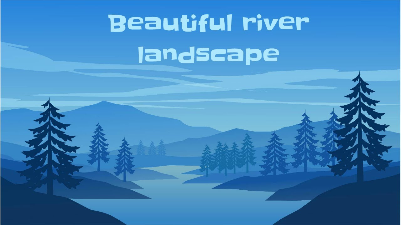 Drawing flat nature landscape with illustrator