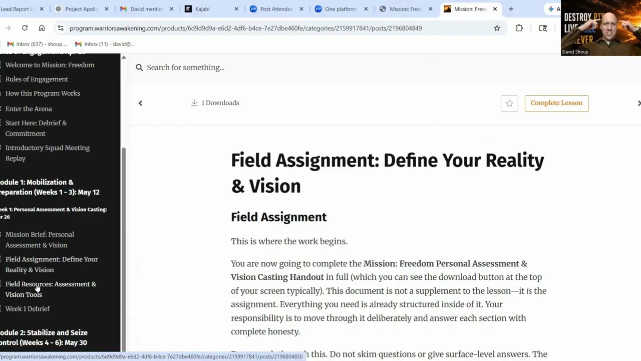 Additional Guidance on Navigating Lessons - Mission: Freedom Program