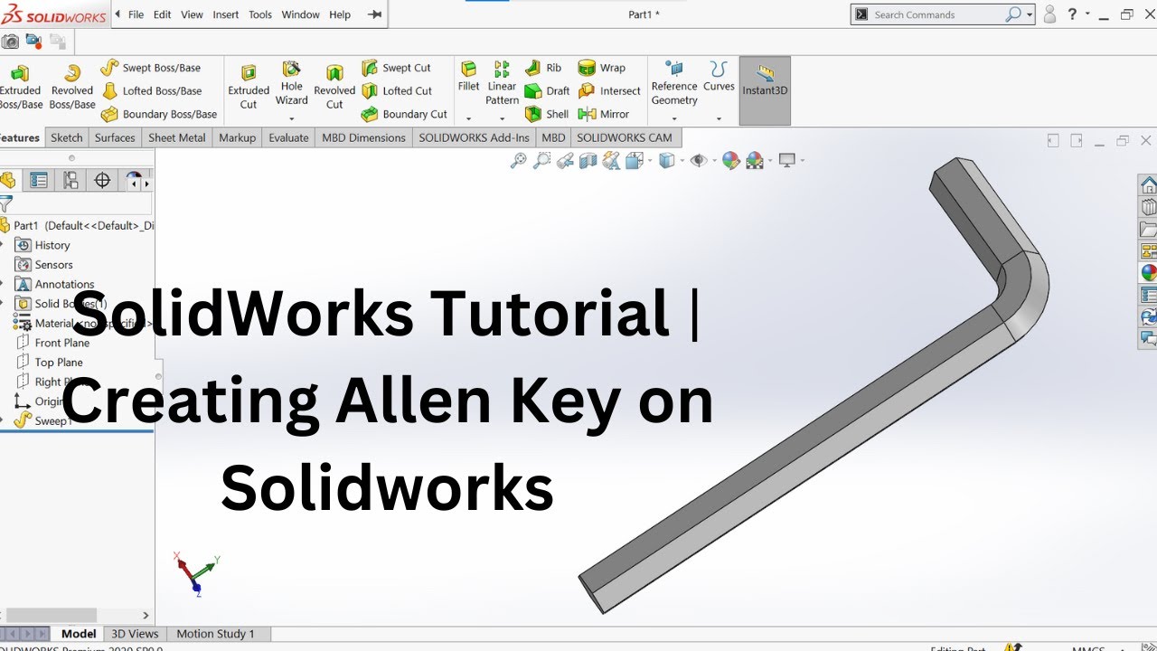 Solidworks Tutorial | Creating Allen Key #10 on solidworks