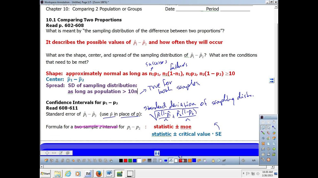 Chapter 10 Comparing 2 Populations or Groups Part I