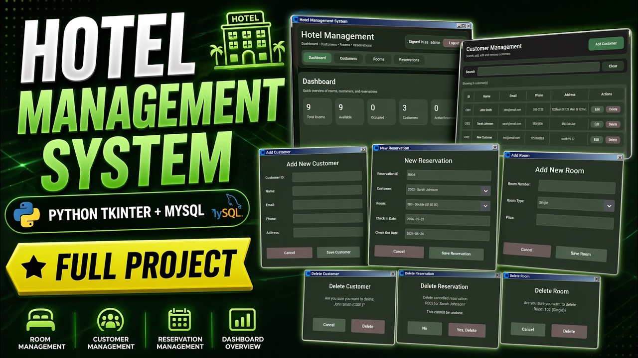 Python Hotel Management System Source Code | Python Project Using Tkinter With MySQL Database