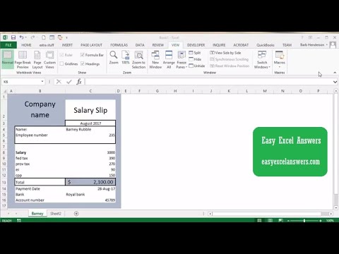 Create a payroll slip in Excel