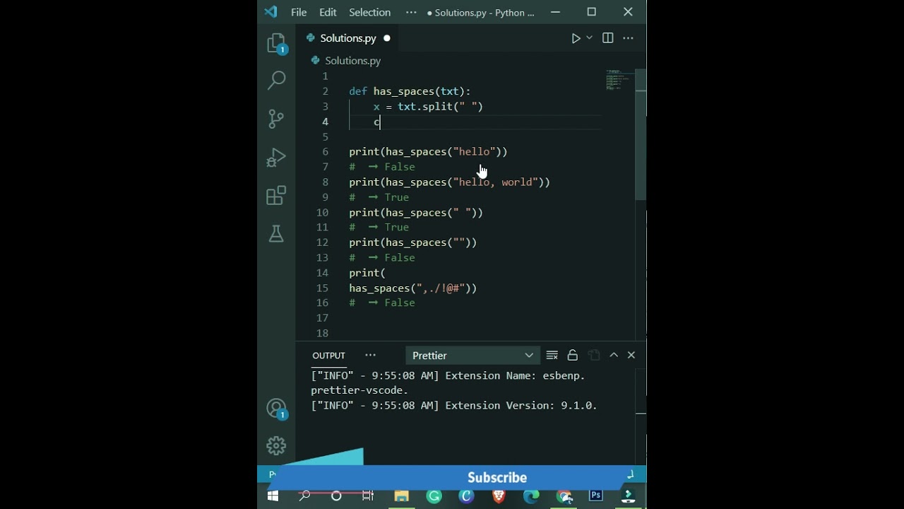 #shorts #Programming #coading #python return true if list have any space write a python function