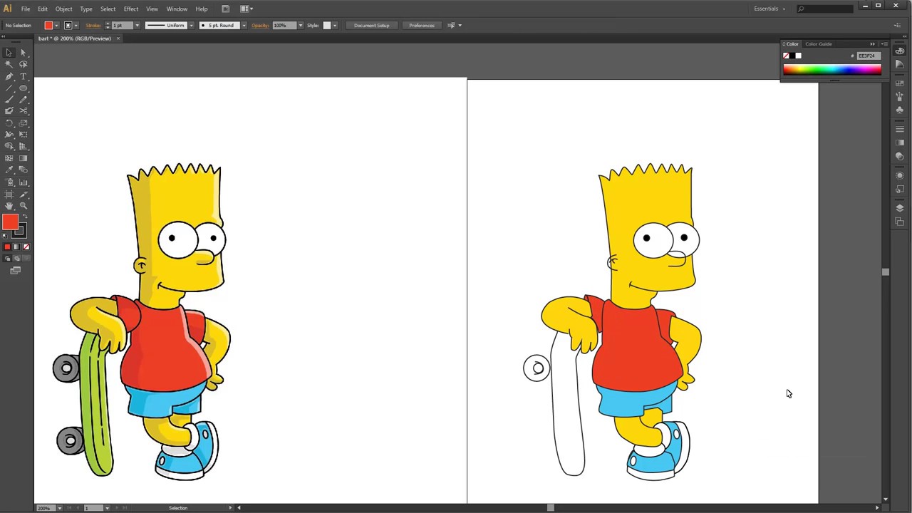 How to create a Vector Bart Simpson Character in Illustrator
