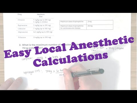 Local Anesthetic Max Dose Sample Questions/ Calculations