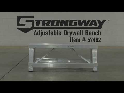 Strongway Adjustable Drywall Bench 500-Lb. Capacity Top 250-Lb. Capacity Side Step 18in. to 30in.