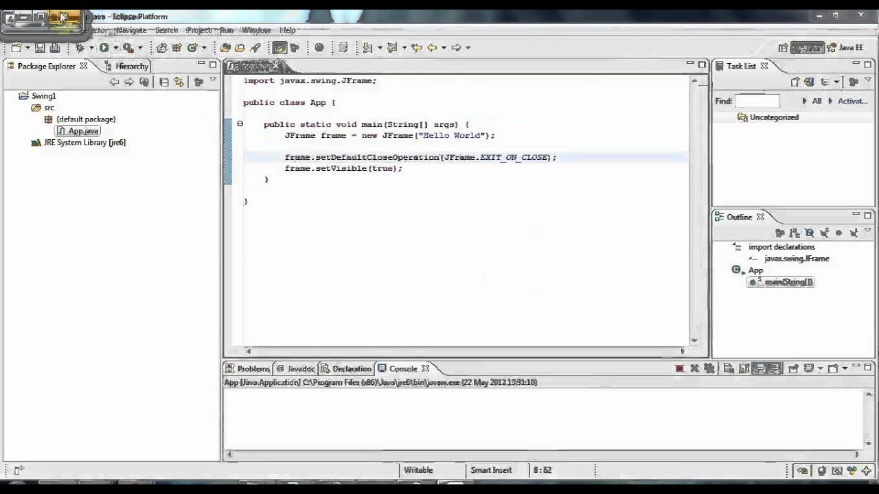How to create a basic swing application