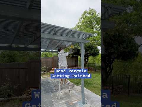 Wood Pergola Getting Painted @sherwin-williams #moderncogroup #sherwinwilliams