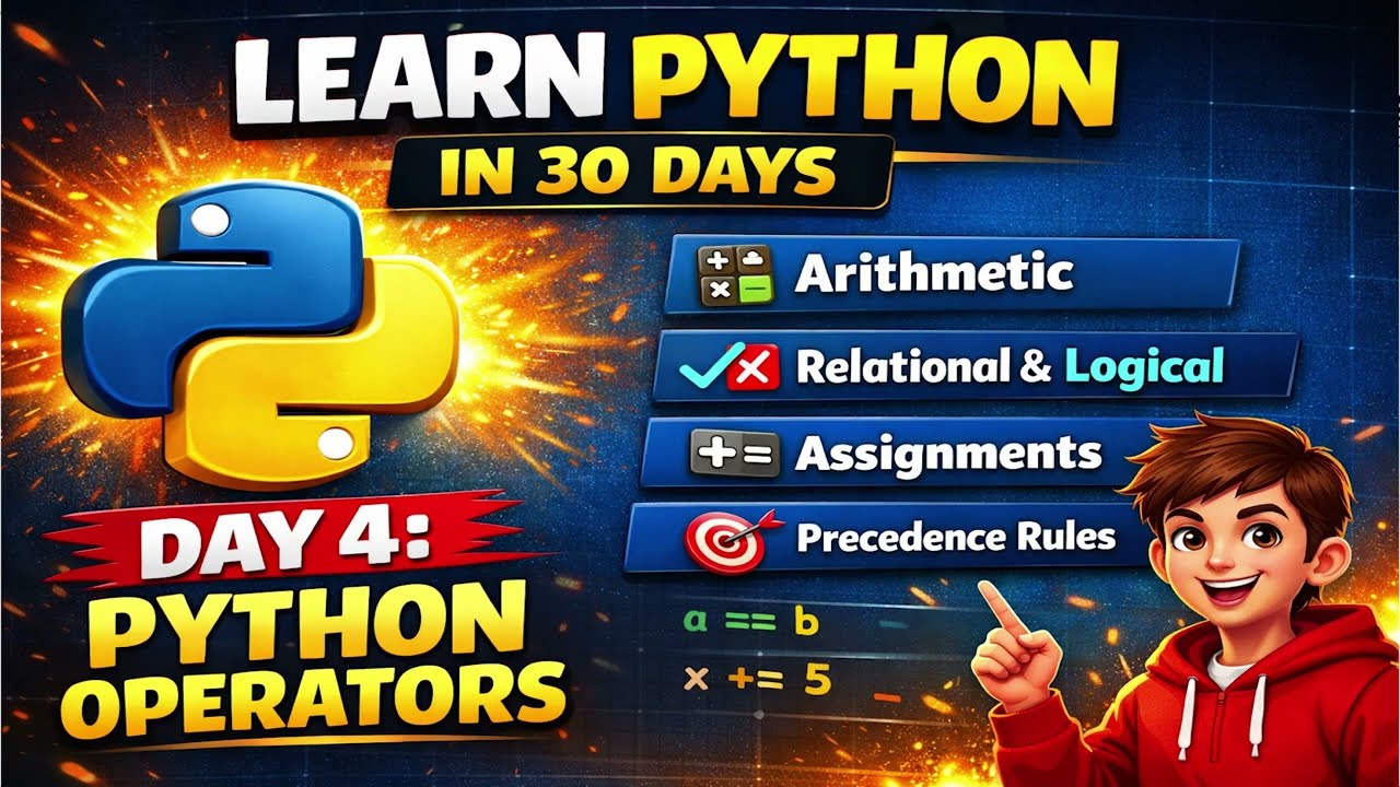 Learn Python in 30 Days | Day 4: Python Operators Explained (Arithmetic, Logical & Precedence)