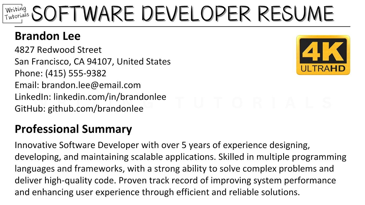 How To Write Winning Software Developer Resume with Sample and Explanation | Writing Tutorials