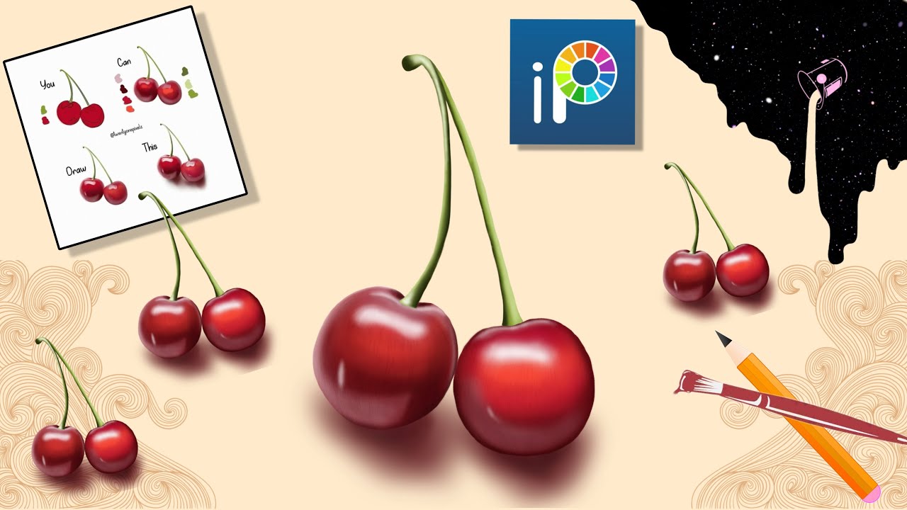 Trying Pinterest Art Tutorials // Ibispaint X //Cherry 🍒