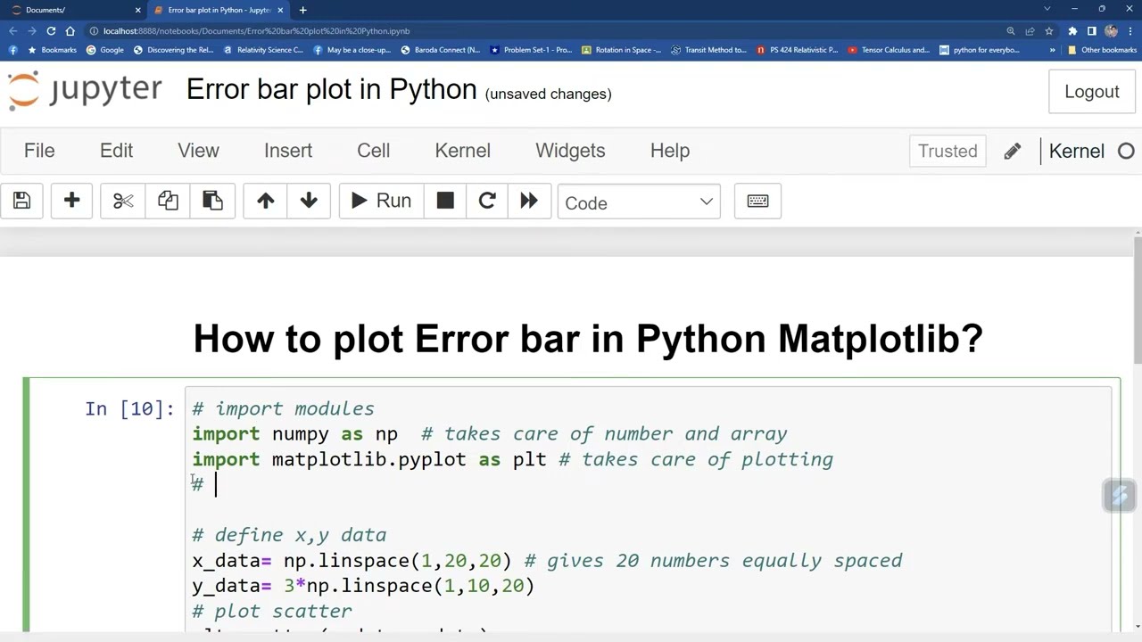 How to Plot Error Bars in Python with Matplotlib | #jupyternotebook |#matplotlib |#numpy