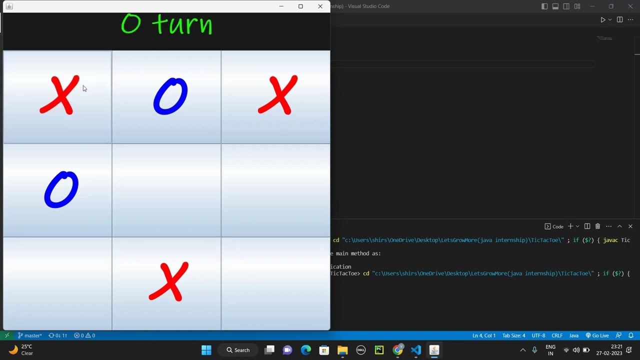 Task-2 :- Create a Tic-Tac-Toe Game || @LetsGrowMore  || Java Developer Internship
