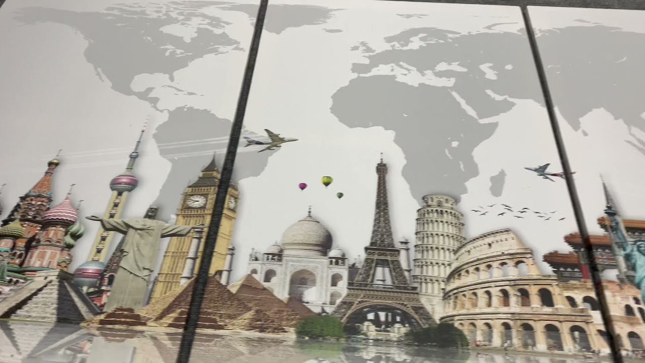 World Map Monuments Canvas Wall Art