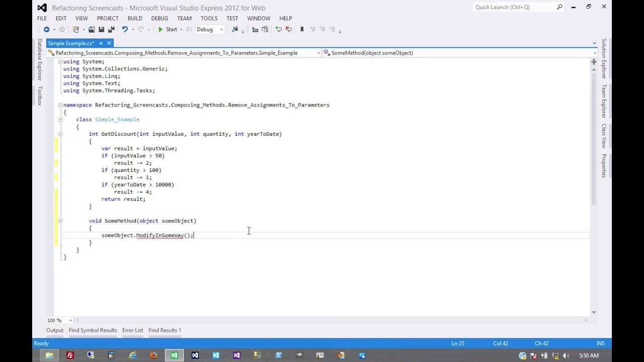 Remove Assignments To Parameters