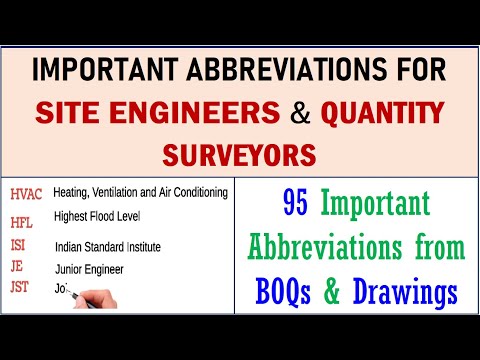 Construction Abbreviation | Abbreviation in civil engineering | Abbreviations in engineering drawing