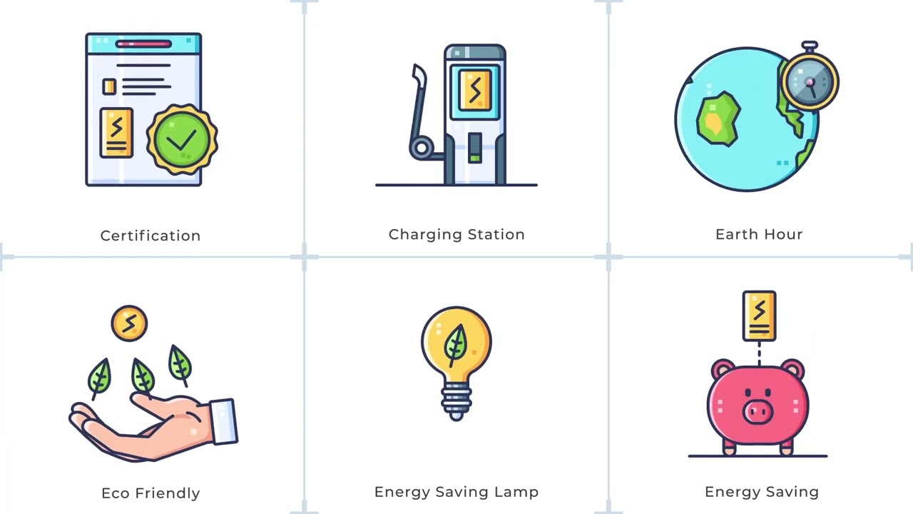 Energy Saving Animated Icons After Effects Template 2025