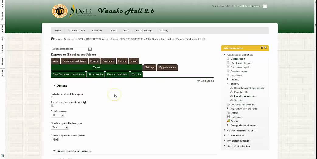 Gradebook:  Exporting Grades
