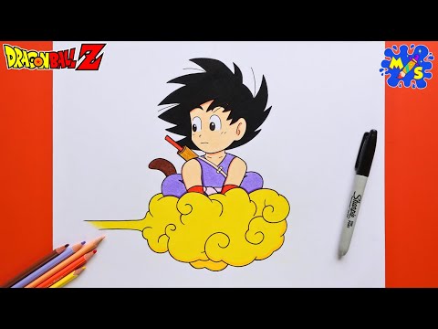 Kid Goku Drawing || How to Draw Kid Goku on Flying Nimbus || Easy Step-by-Step Drawing