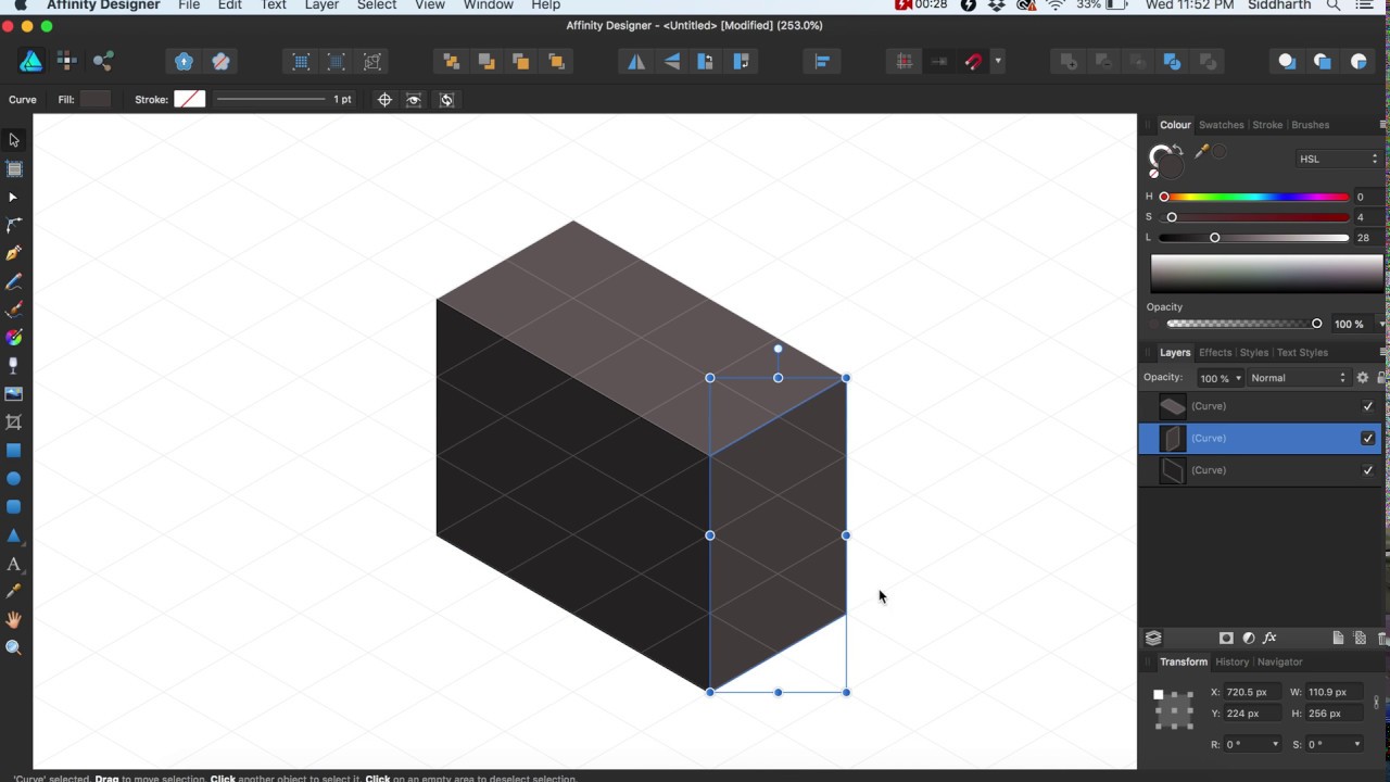 Edit an isometric cube - Affinity Designer