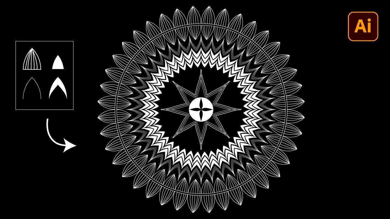 Easy Black and White Mandala | Create Pattern Brushes | Adobe Illustrator Tutorial