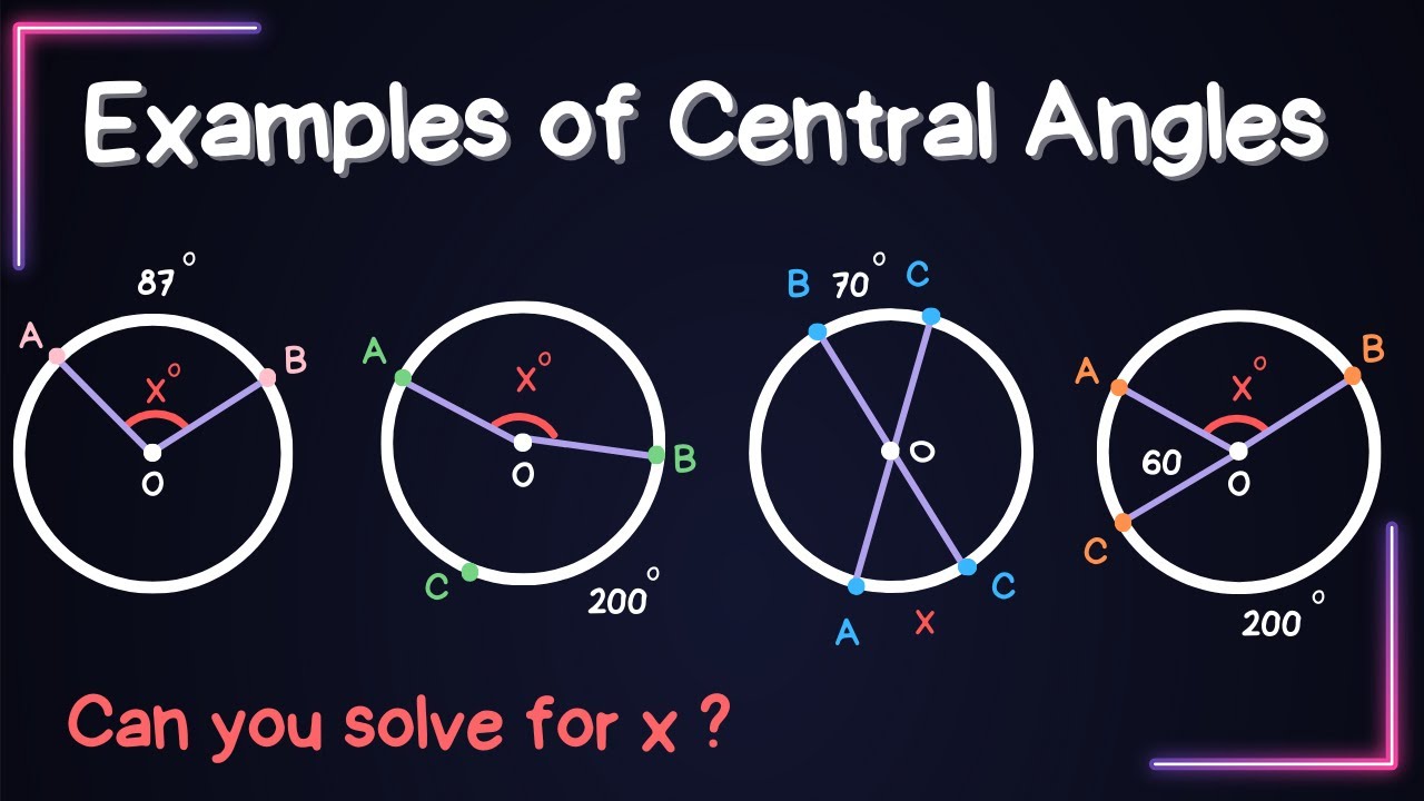 Finding Central Angles in a Circle - Multiple Examples