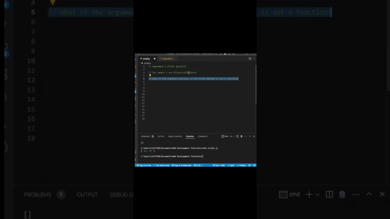 Array.filter polyfill implementation | Array.prototype | Sparse Array