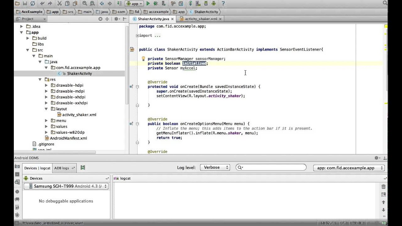 acelerometer in android