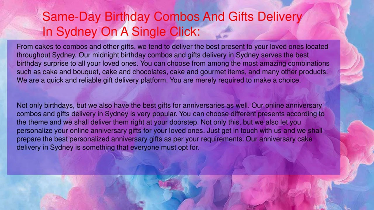 Same day and midnight delivery in Sydney