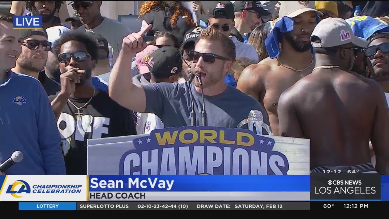Rams Coach Sean McVay Gets Super Bowl Rally Started