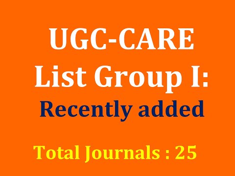 UGC-CARE List Group I: Recently added | SS Academy